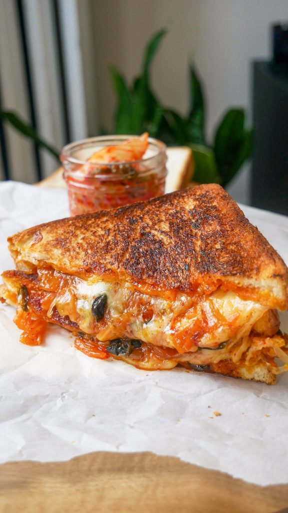 Kimchi Grilled Cheese Sandwich Recipe - 김치 그릴치즈 - Jecca Chantilly