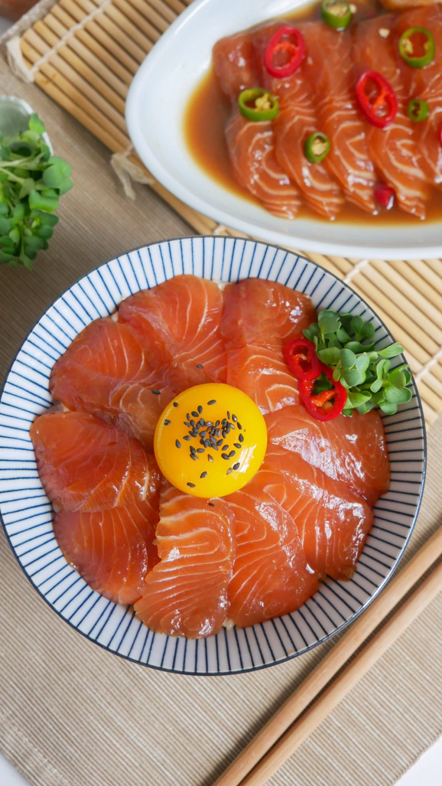 Korean Marinated Salmon Sashimi - 연어장 (Yeoneojang) - Jecca Chantilly