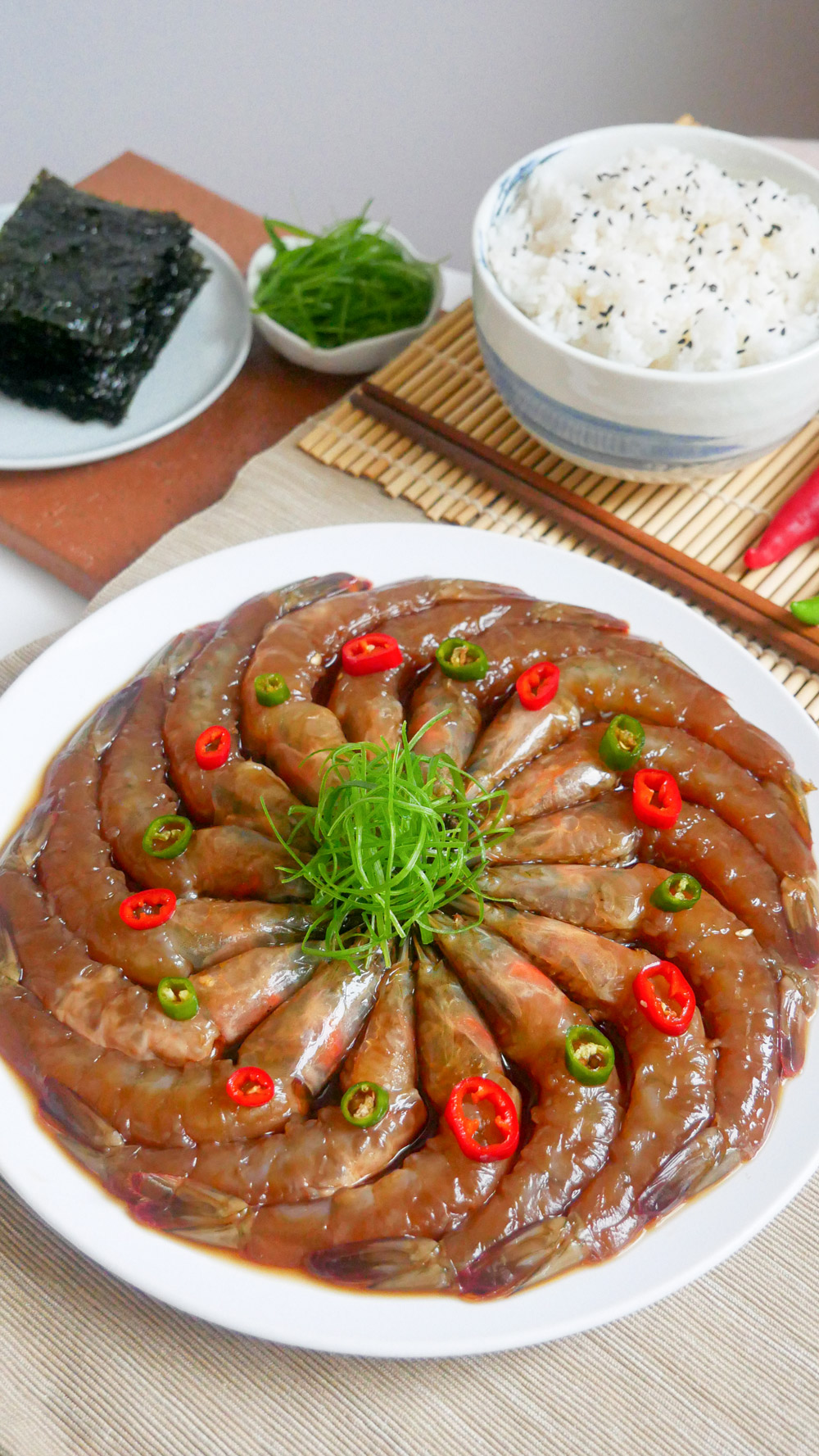 Korean Marinated Raw Shrimp Recipe - 새우장 (Saewoo Jang) - Jecca Chantilly