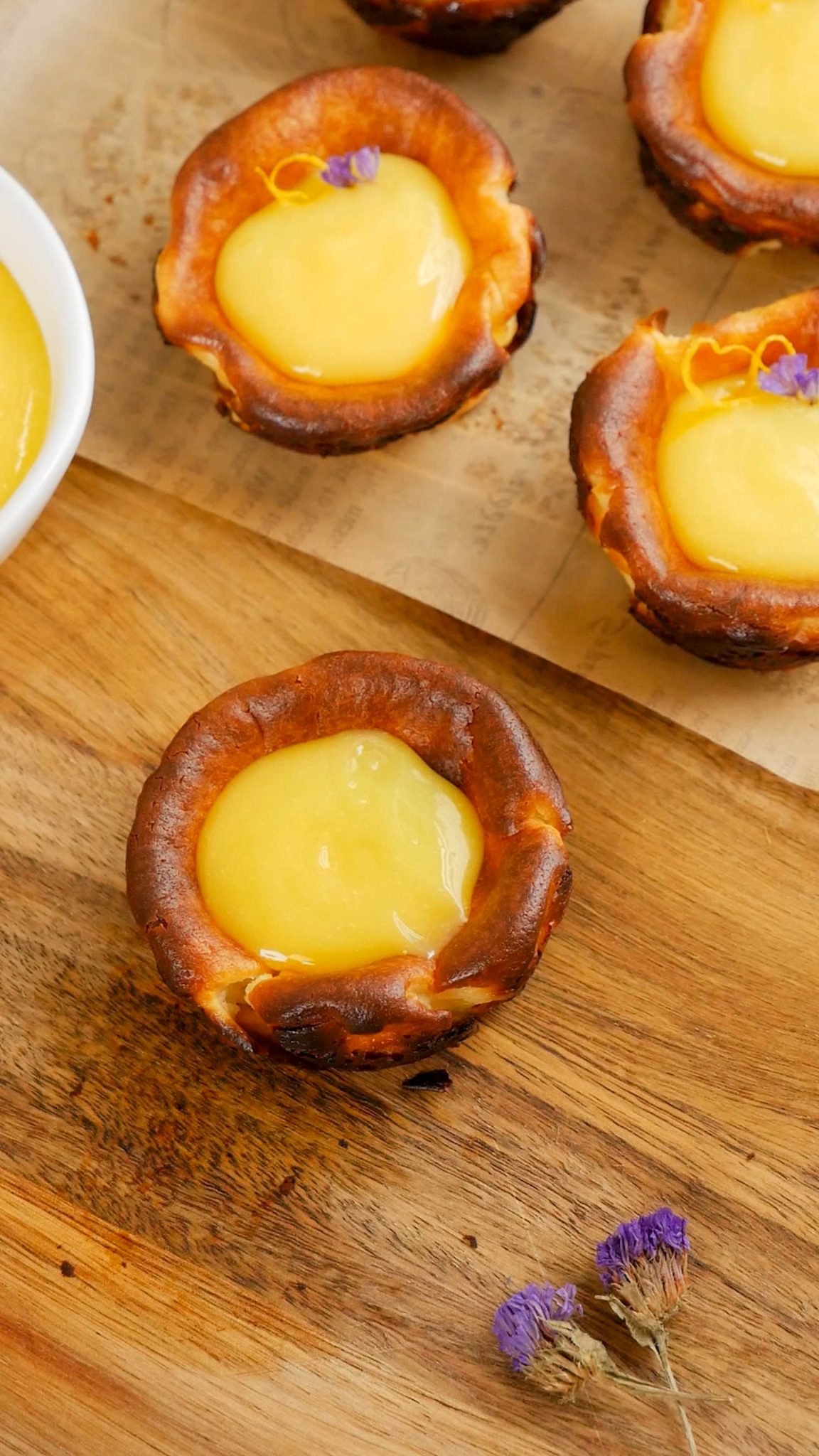 Mini Lemon Basque Cheesecakes Recipe - Jecca Chantilly