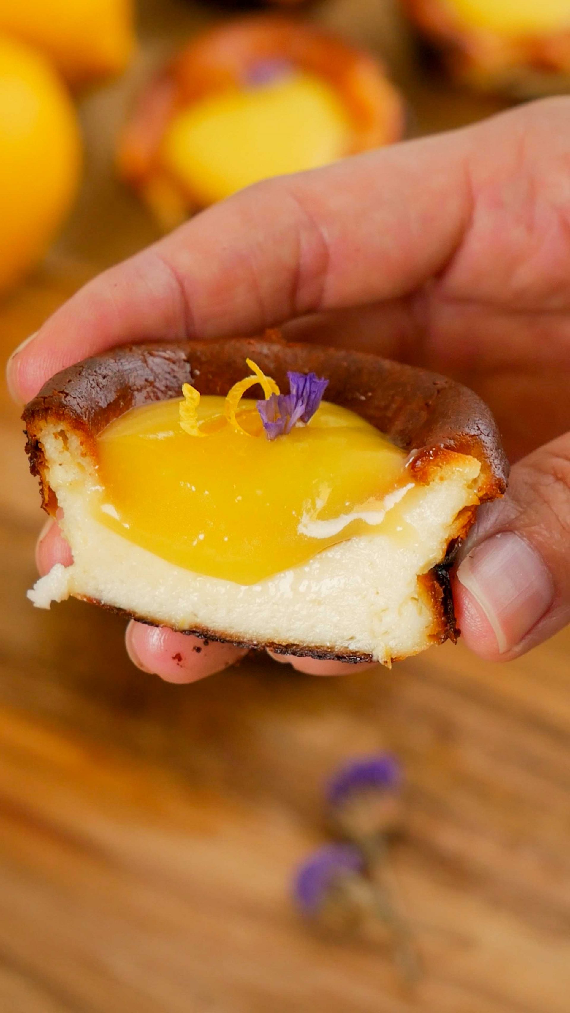 Mini Lemon Basque Cheesecakes Recipe - Jecca Chantilly