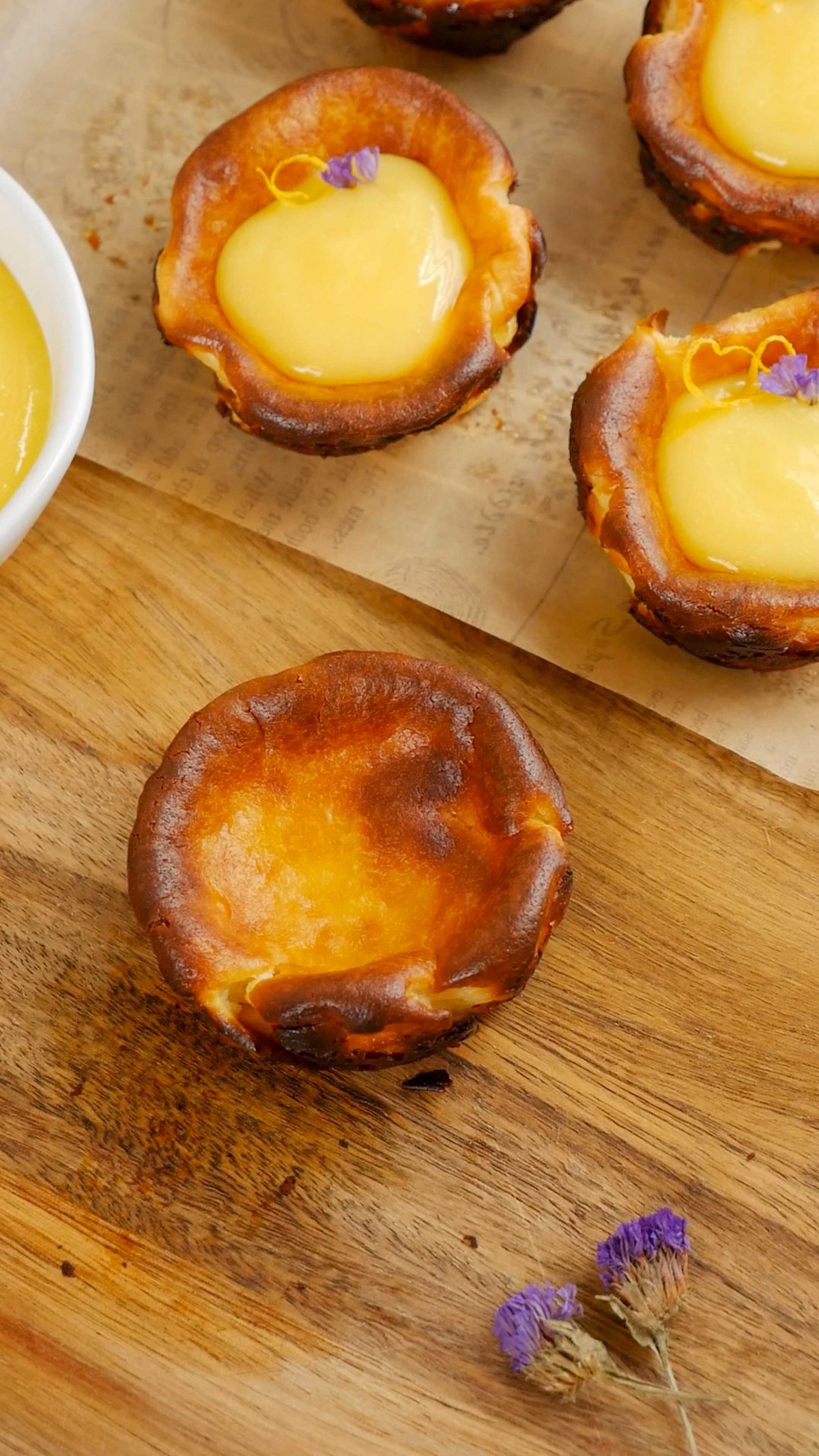 Mini Lemon Basque Cheesecakes Recipe - Jecca Chantilly